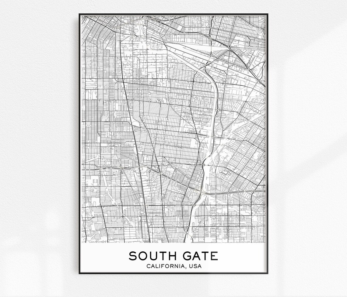 South Gate Map Print City Map Prints South Gate Map City | Etsy