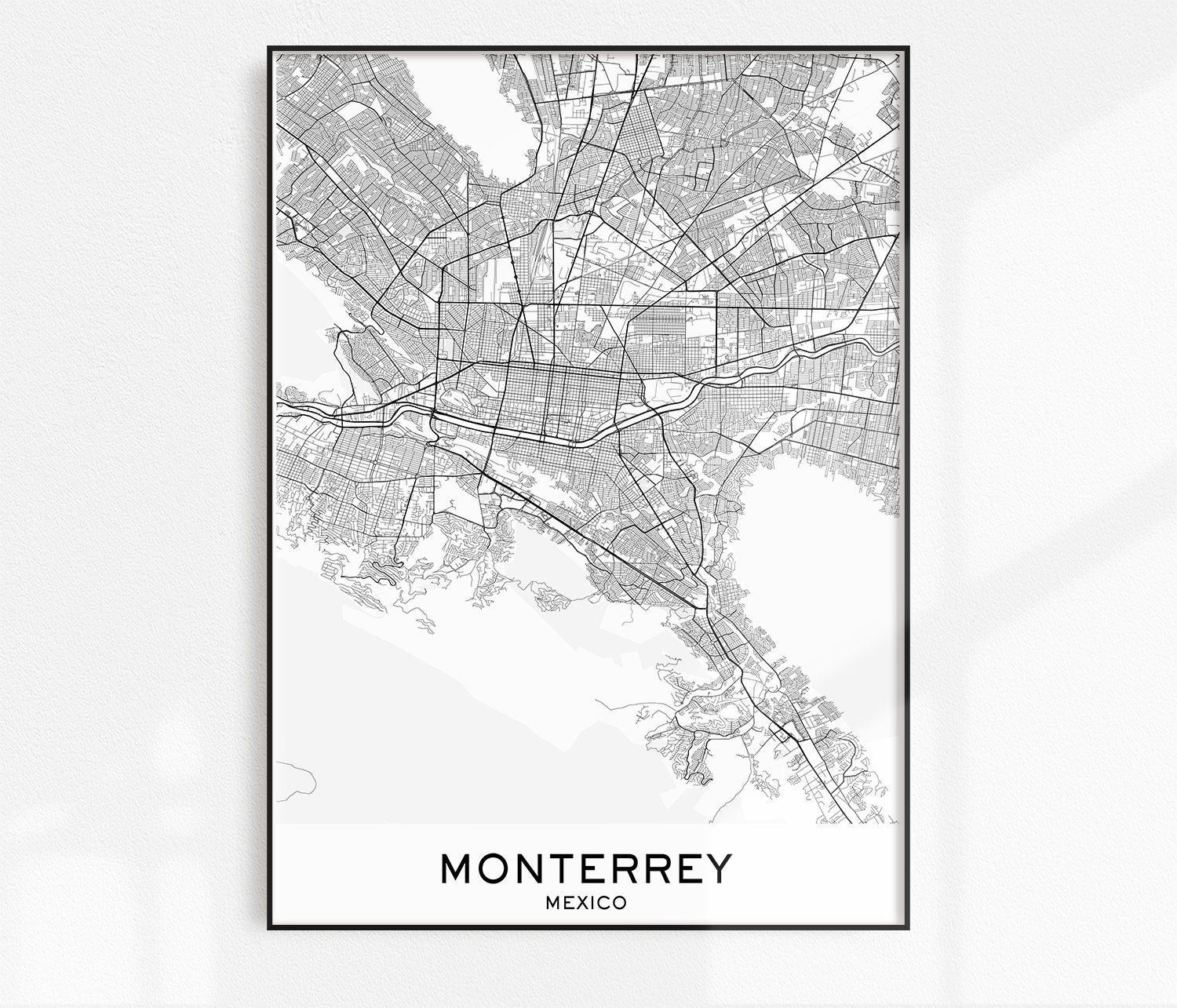 Impresión de mapas de Monterrey Mapas imprimibles Mapa de | Etsy