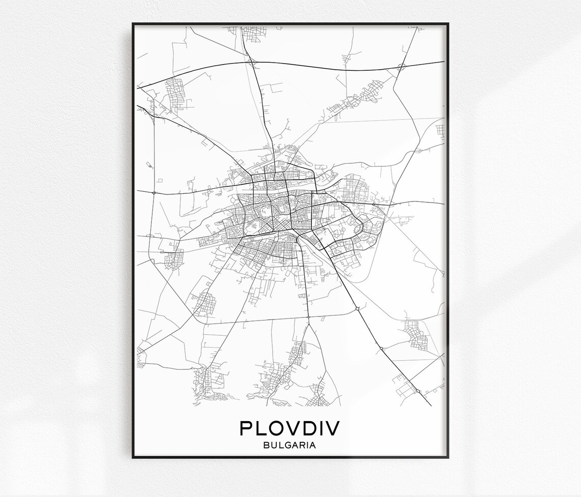 Plovdiv Map Print City Map Prints Plovdiv Map City Maps | Etsy