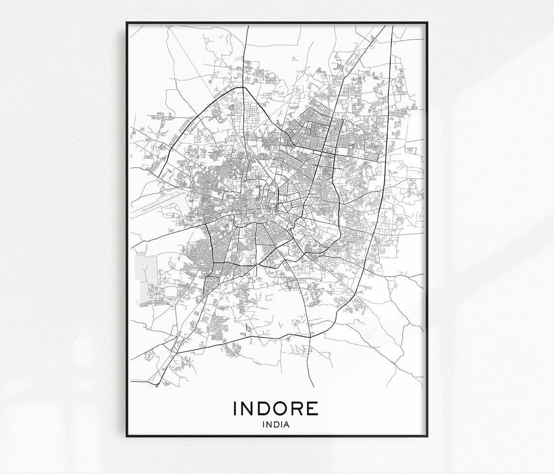 Indore Map Print City Map Prints Indore Map City Maps | Etsy