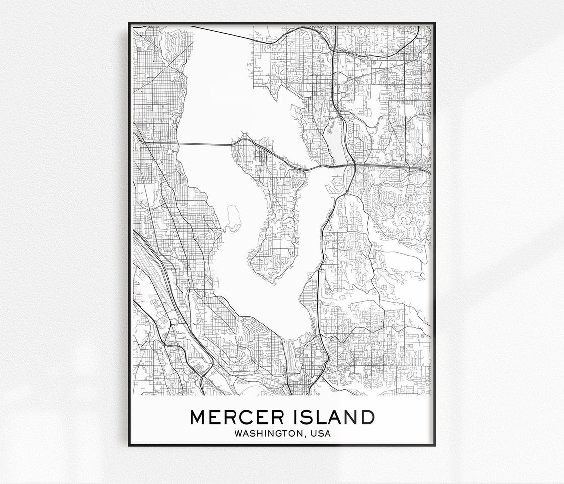 Mercer Island Map Print City Map Prints Mercer Island Map | Etsy