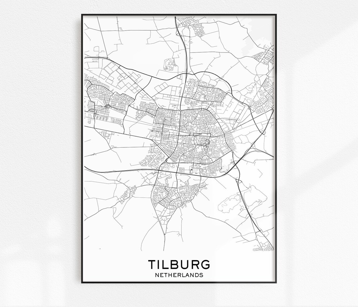 Tilburg Map Print City Map Prints Tilburg Map City Maps | Etsy