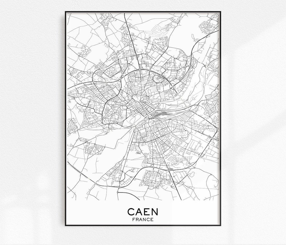 Caen Map Print City Map Prints Caen Map City Maps France | Etsy