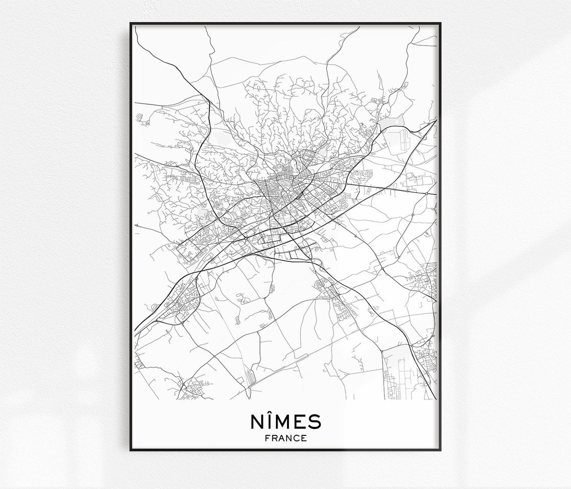 Nimes Map Print City Map Prints Nimes Map City Maps France | Etsy