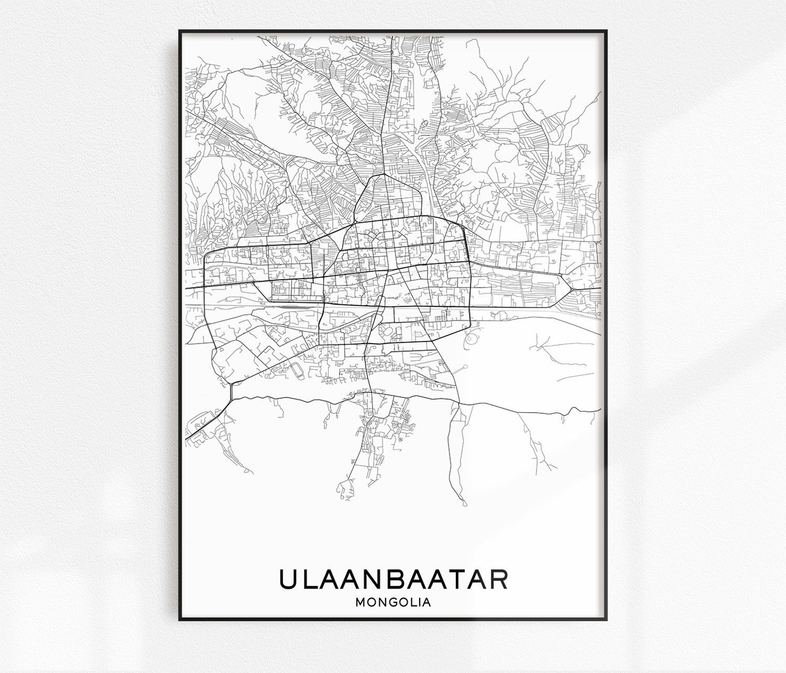 Ulaanbaatar Map Print City Map Prints Ulaanbaatar Map City | Etsy
