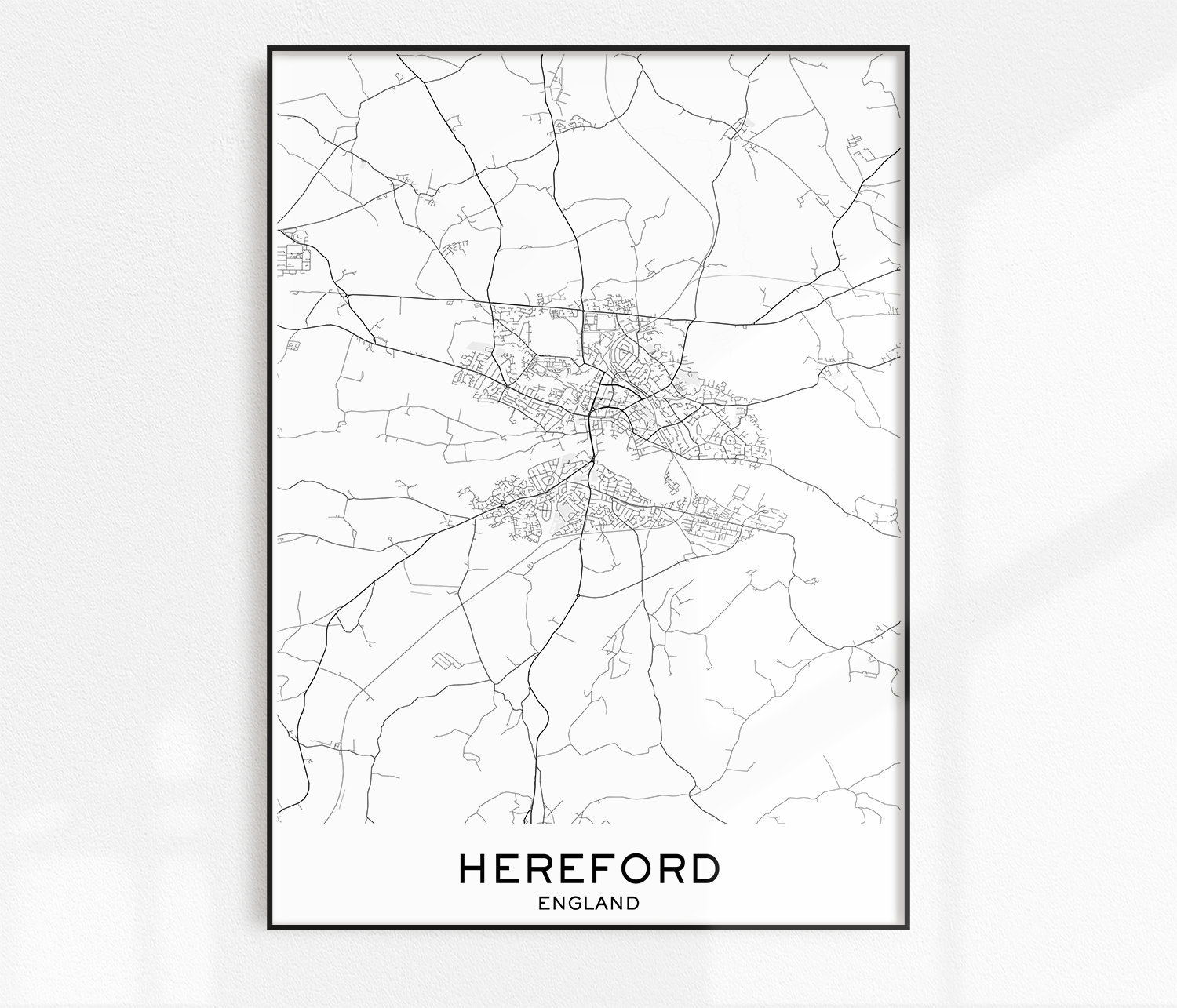Hereford Map Print City Map Prints Hereford Map City Maps | Etsy