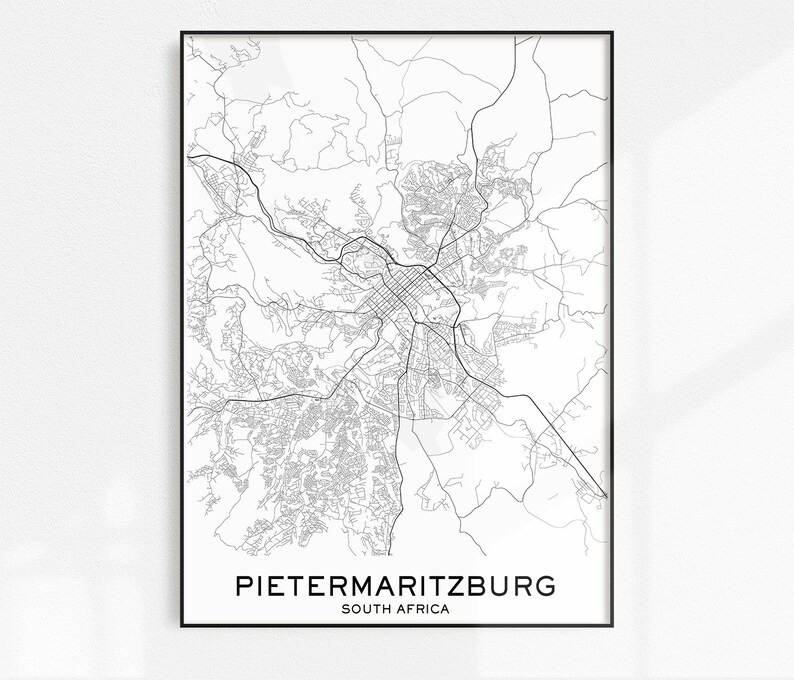 Pietermaritzburg Map Print Printable Maps Pietermaritzburg | Etsy