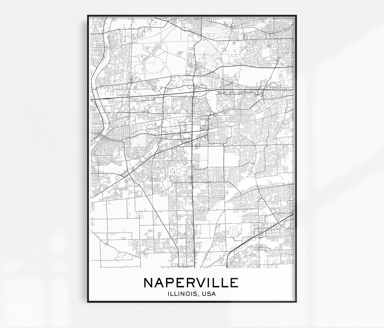 Naperville Map Print City Map Prints Naperville Map City | Etsy