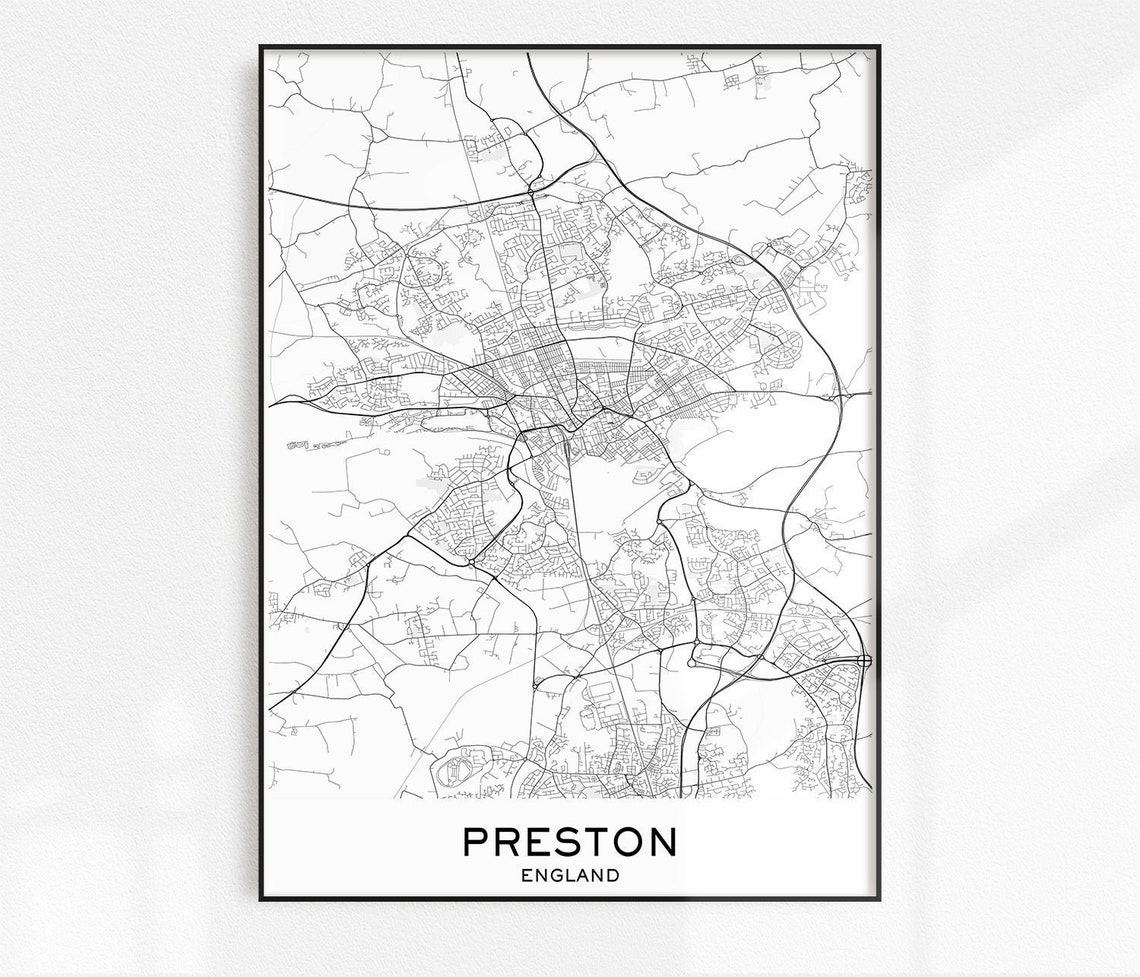 Preston Map Print City Map Prints Preston Map City Maps UK | Etsy