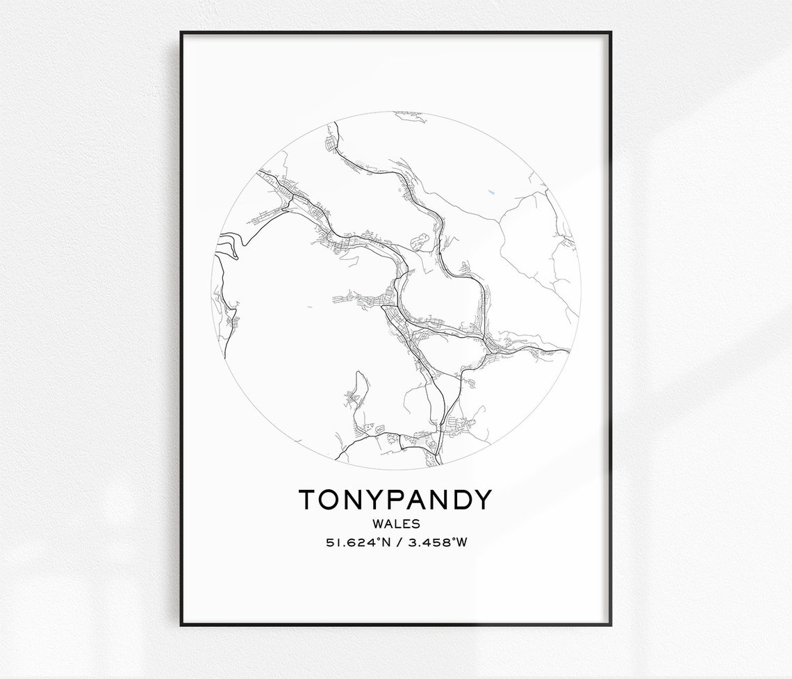 Tonypandy Map Print Digital Map Prints Printable Maps | Etsy