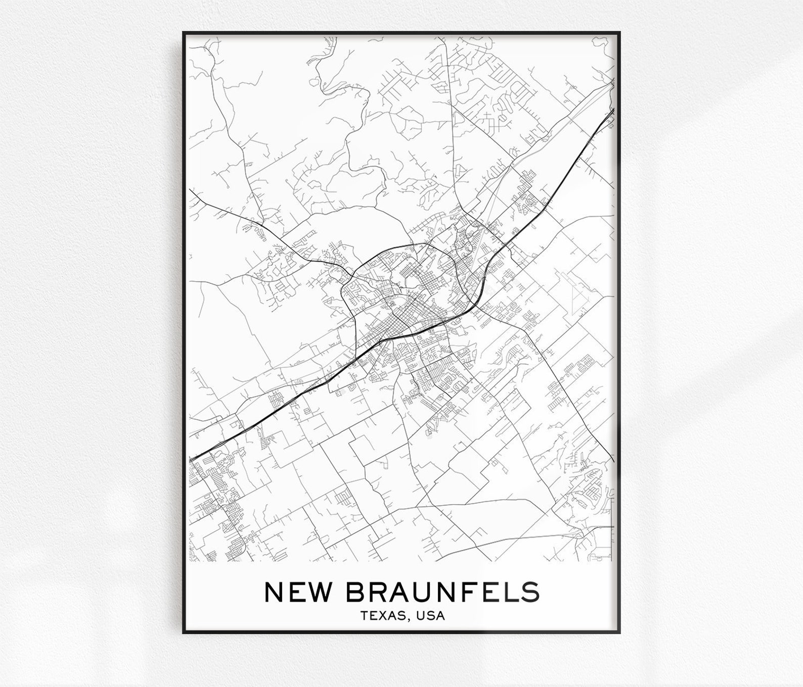 New Braunfels Map Print City Map Prints New Braunfels Map | Etsy