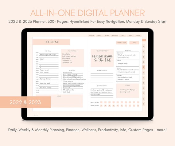 Digital Daily Planner Goodnotes Digital Planner Digital - Etsy