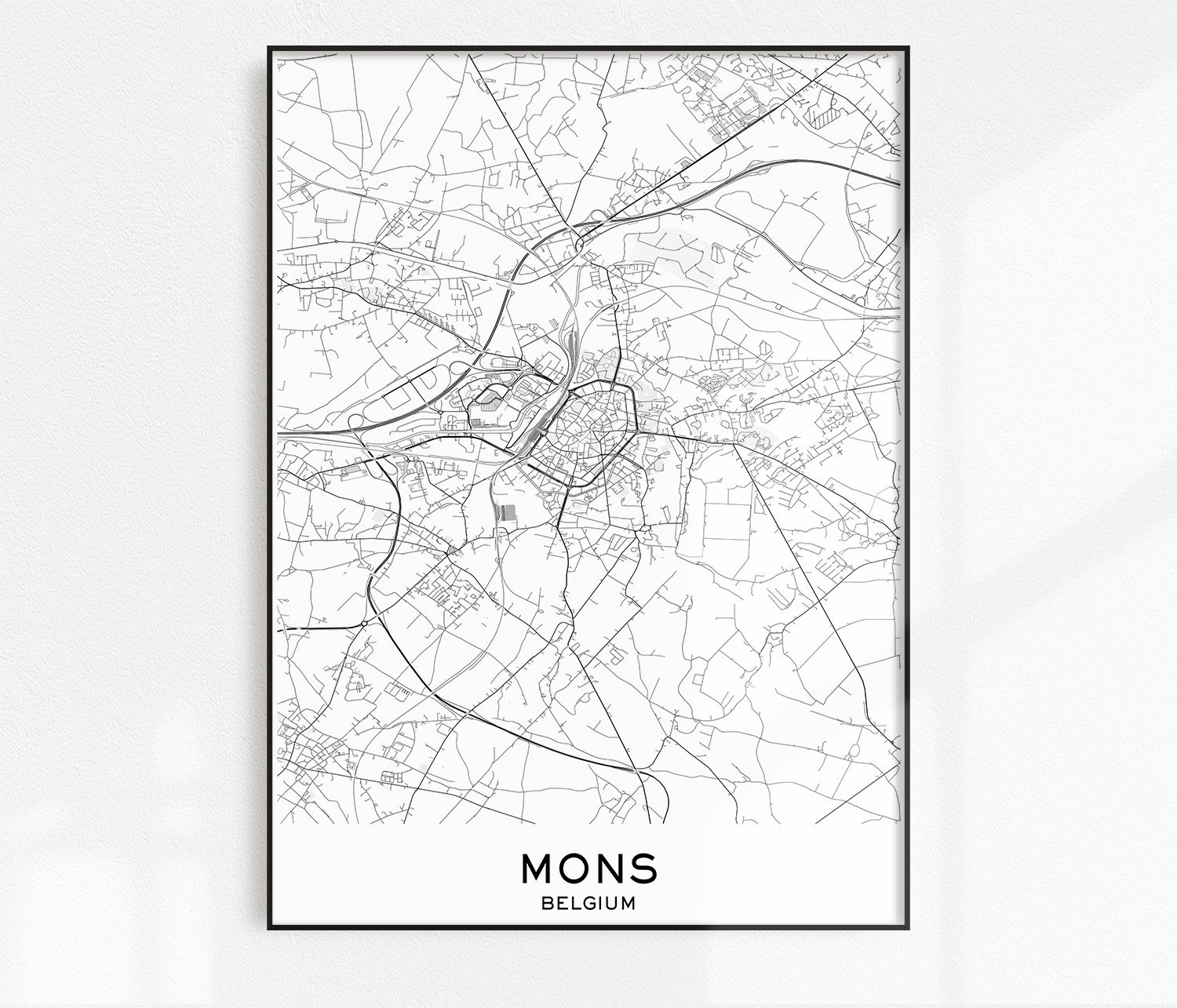 Mons Map Print City Map Prints Mons Map City Maps Belgium | Etsy