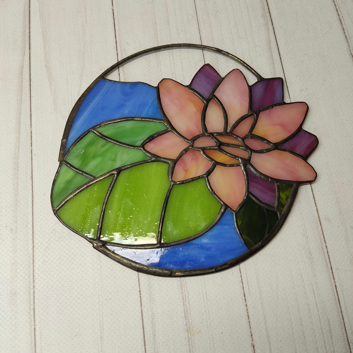 Stained glass Lotus stained glass flower lotus suncatcher | Etsy