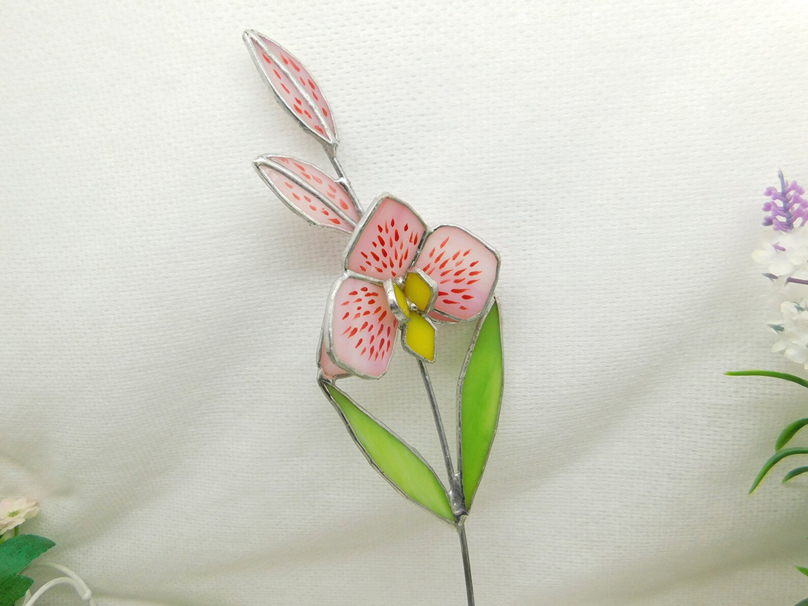 Stained Glass Orchid Glass Flower 3d Flower for a Vase or - Etsy