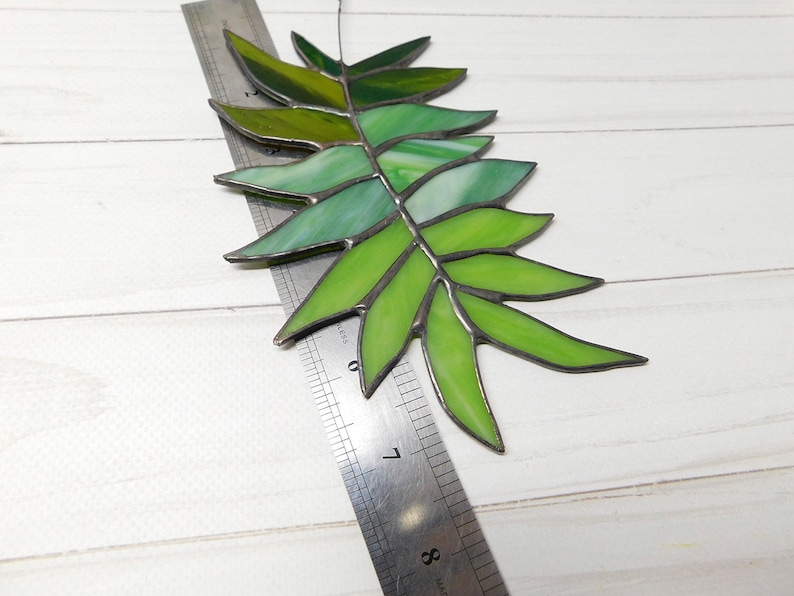 Stained Glass Fern Fern Sprig Handmade Green Glass | Etsy