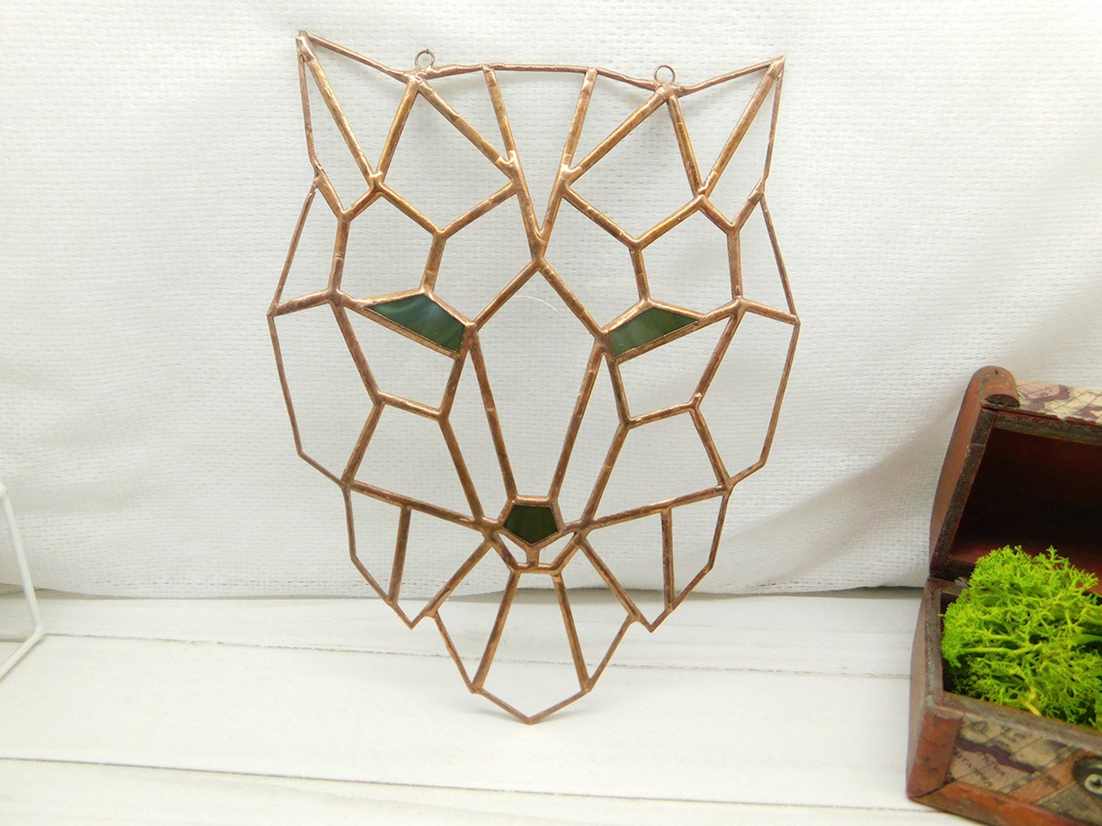 Stained Glass Wolf Geometric Decor on the Wall Abstract - Etsy