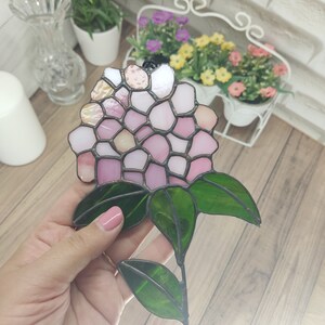 Stained Glass Hydrangea, Pink Hydrangea, Floral Stained Glass, Stained ...