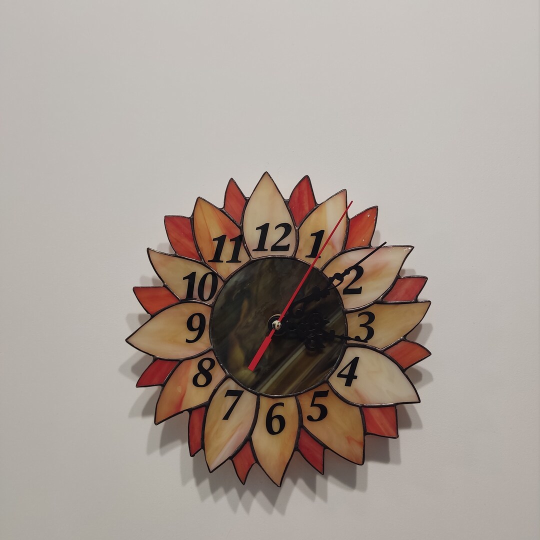 Stained Glass Clock Hanging Clock Clock With Flowers - Etsy