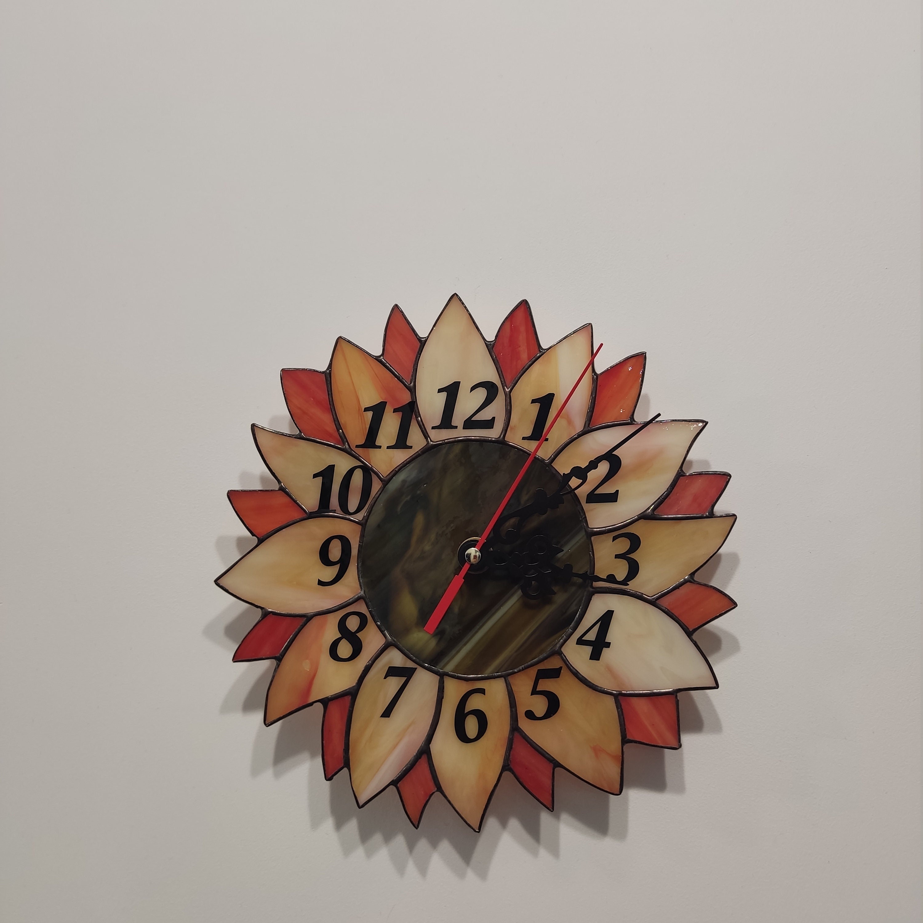 Stained Glass Clock Hanging Clock Clock With Flowers | Etsy