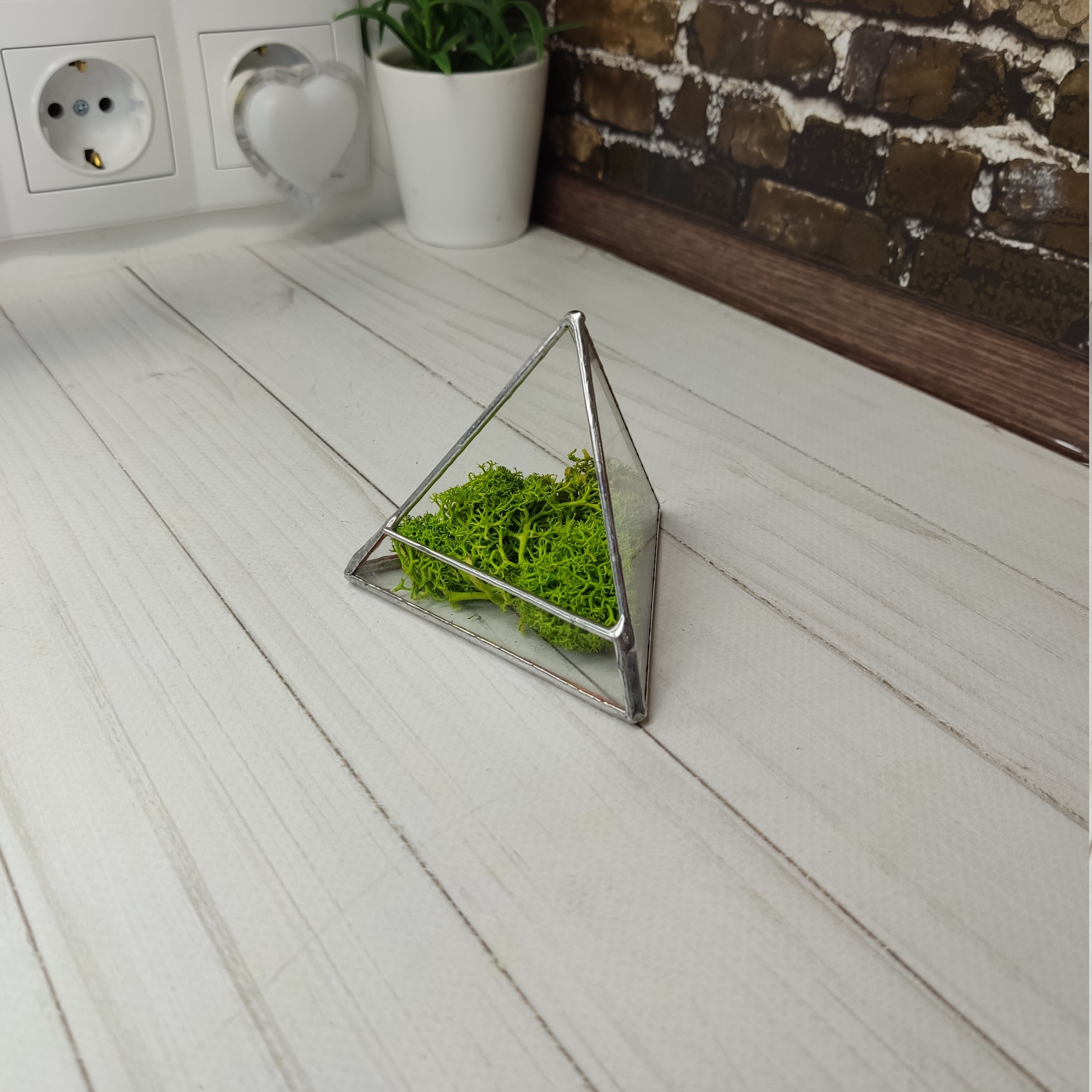 Mini Florarium stained glass Triangular Florarium Glass | Etsy