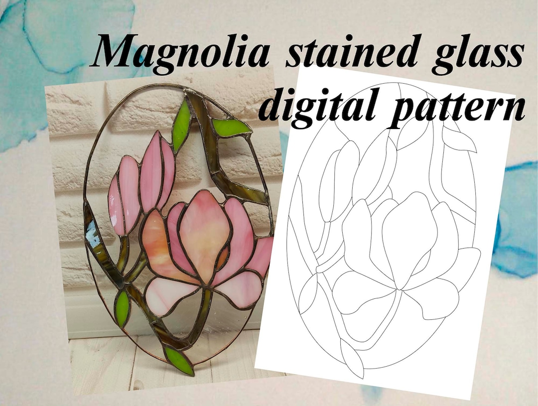 Magnolia Stained Glass Pattern, Magnolia Tree, Magnolia Pattern, Flower ...