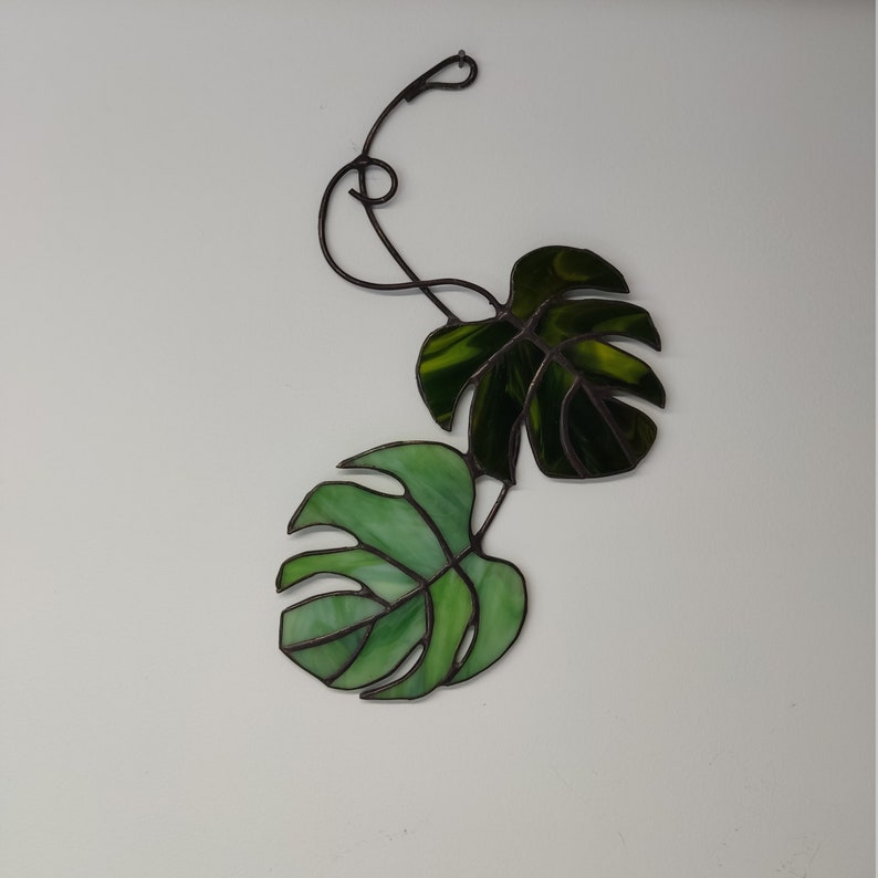 Stained Glass Monstera Window Hanging Stained Glass Panel - Etsy