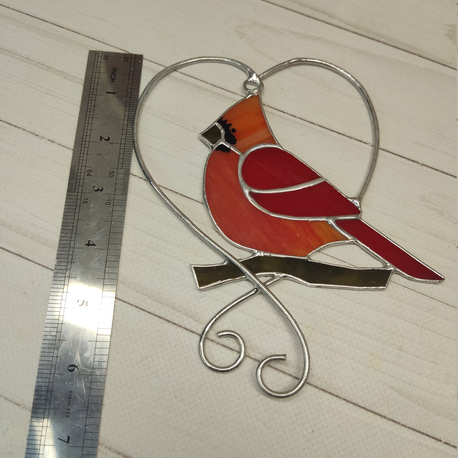 Suncatcher Red Cardinal Stained Glass Red Cardinal Stained - Etsy