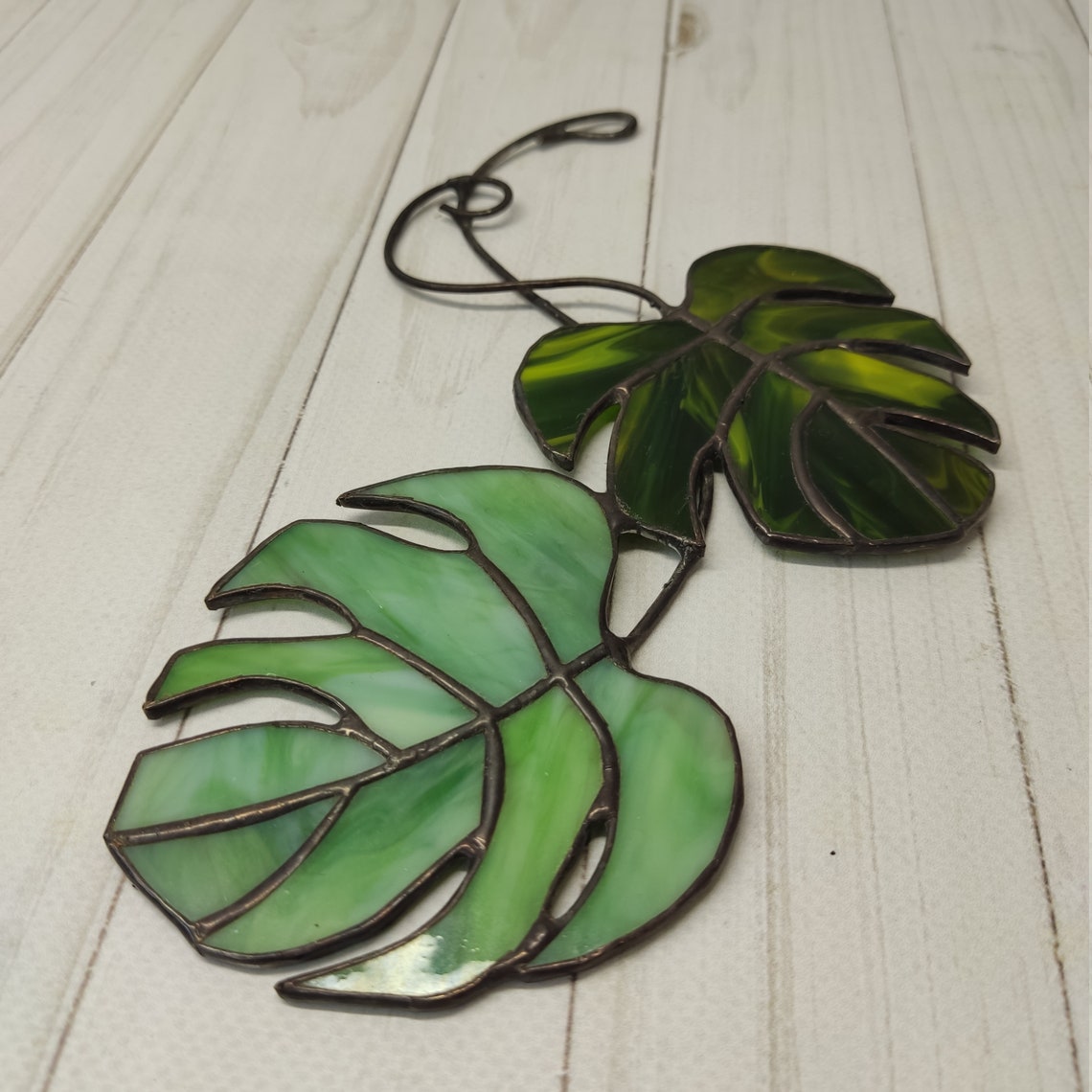 Stained Glass Monstera Window Hanging Stained Glass Panel | Etsy