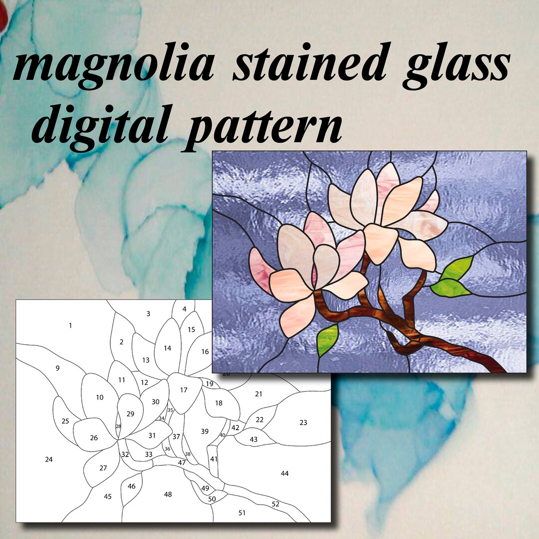 Stained Glass Magnolia Pattern Pdf, Southern Flower, Window Mobile ...