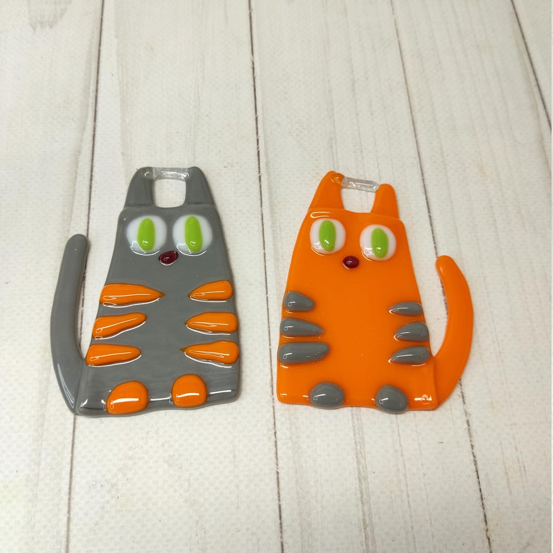 Pair of Cats, Handmade Cat Glass Fusing, Cat Suncatcher, Fun Cat Gift ...