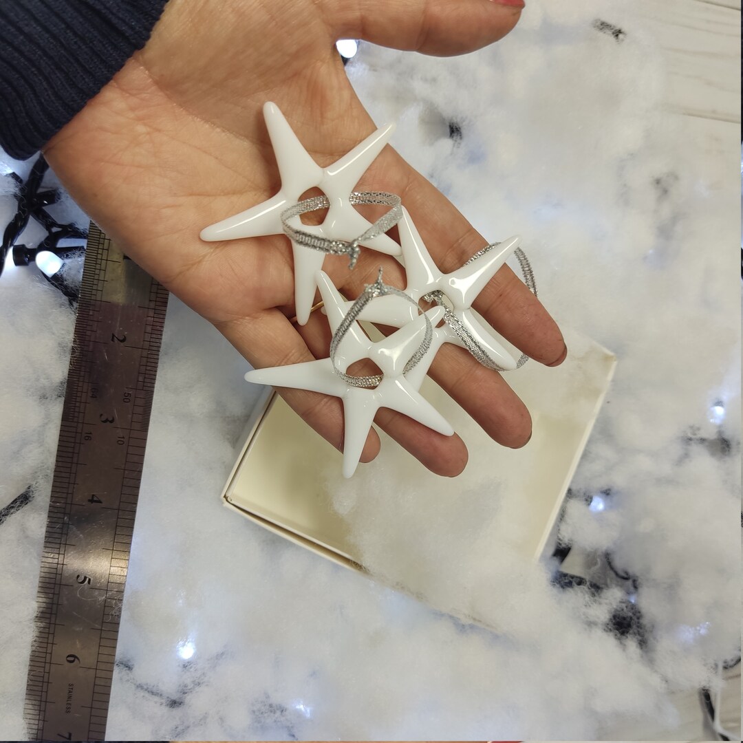 White Stars Glass, Set of 3 Stars, Fusing Glass Stars, Glass Christmas ...