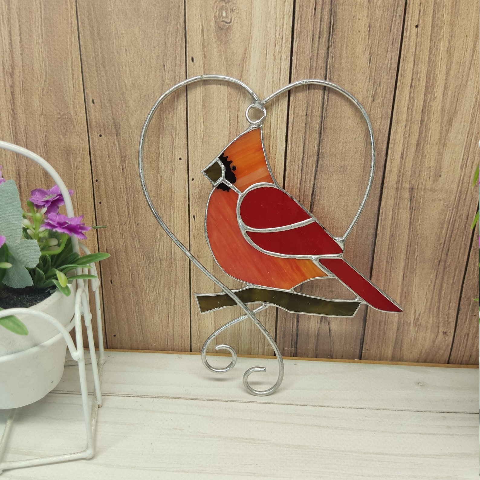 Suncatcher Red Cardinal Stained Glass Red Cardinal Stained - Etsy