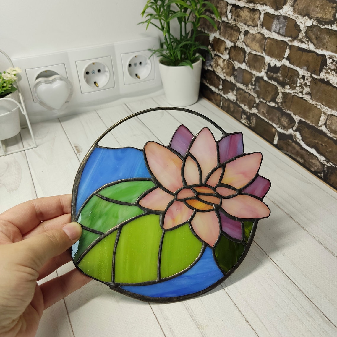 Stained Glass Lotus Stained Glass Flower Lotus Suncatcher - Etsy