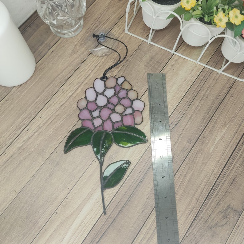 Stained Glass Hydrangea Pink Hydrangea Floral Stained Glass - Etsy