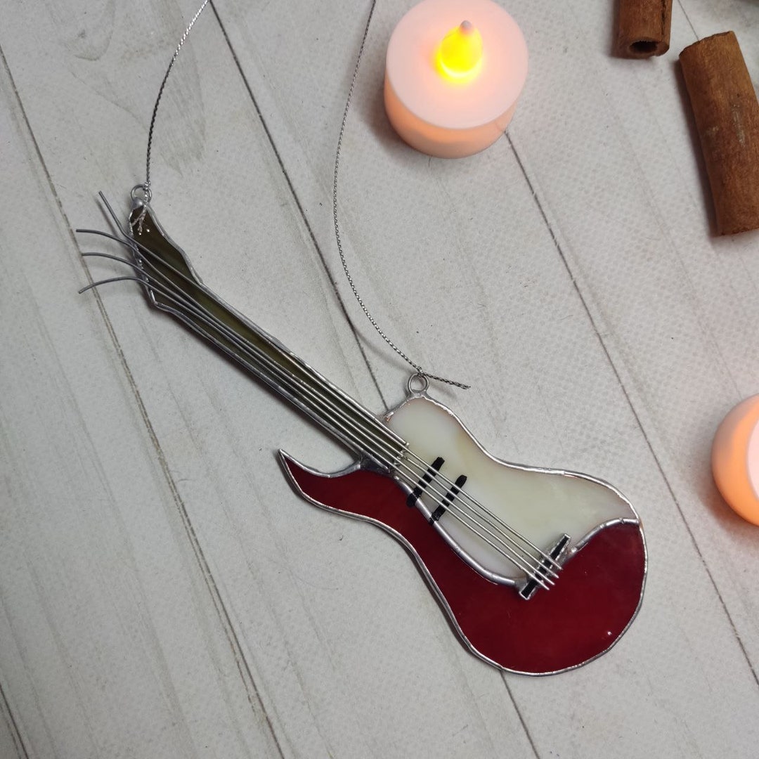 Stained Glass Handmade Guitar, Art Suncatcher Guitar, Musical ...