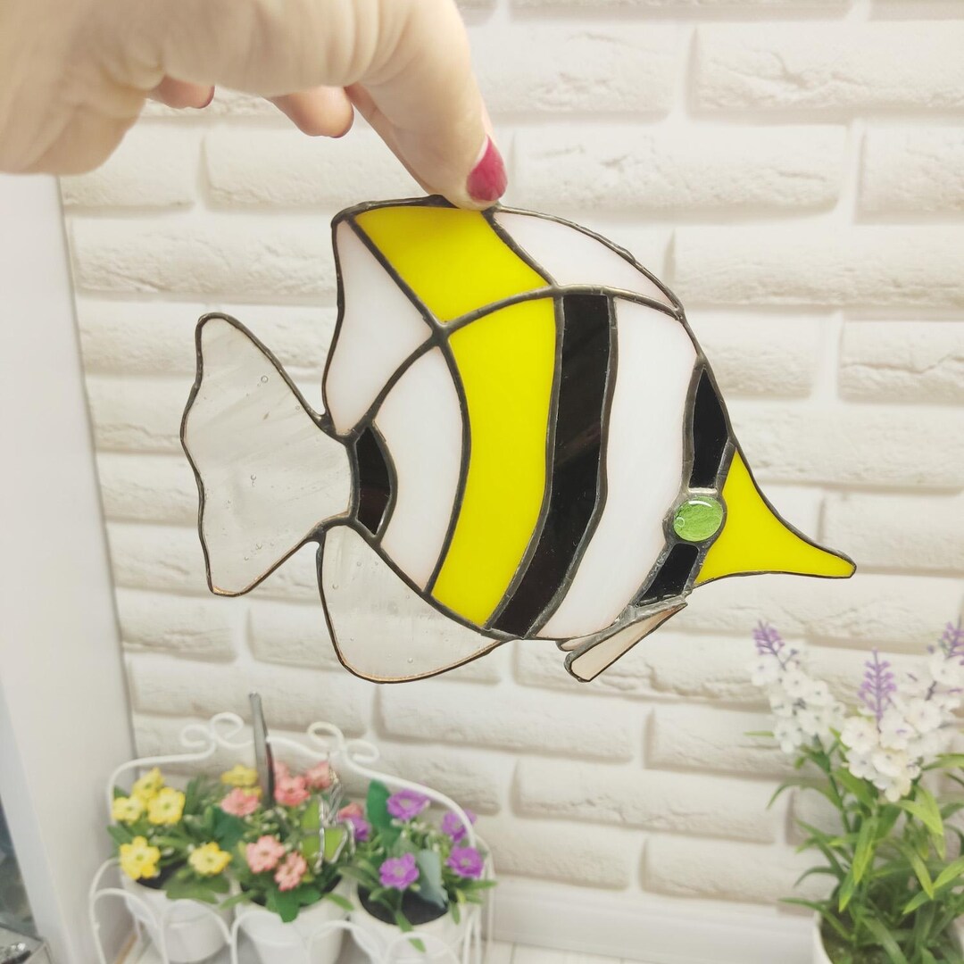 Stained Glass Scalaria Fish, Window Hangings Suncatcher, Handmade Lover ...