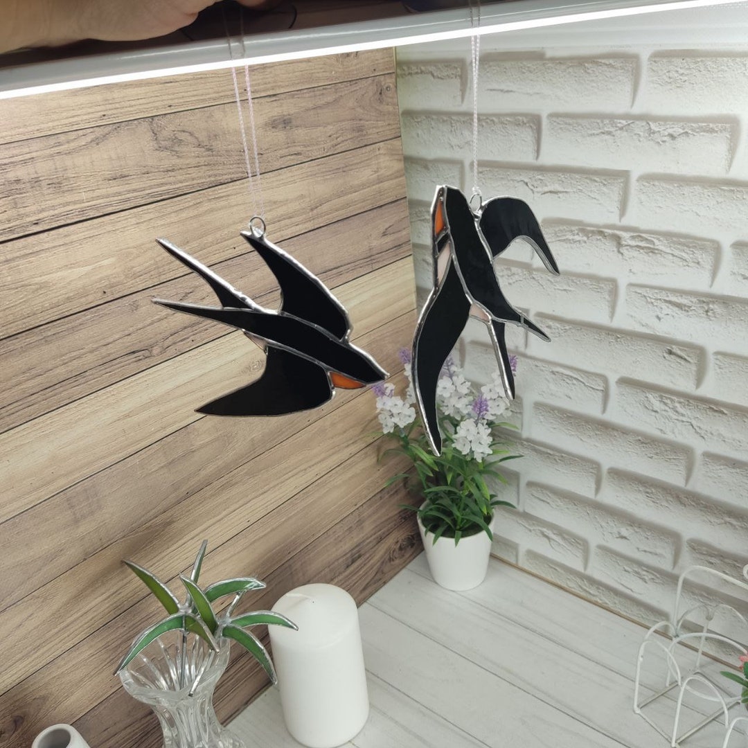 Stained Glass Swallow, Pair of Swallows, Window Suncatcher, Stained ...