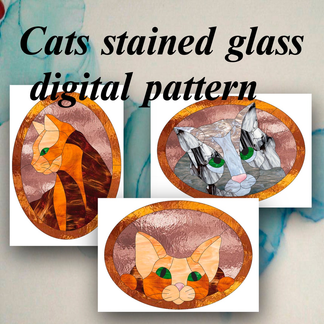 Stained Glass Cat Pattern, Cat Pattern, Print Cat Pattern, PDF DIY Cat ...