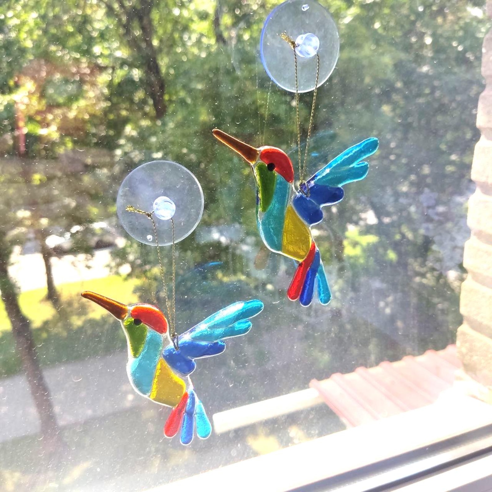 Hummingbird Glass Fusing, Window Bird Suncatcher, Fused Rainbow ...