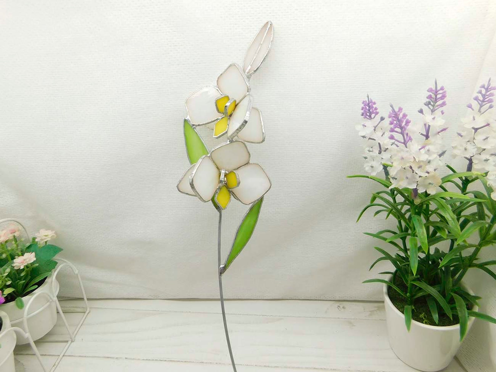 White Orchid Flower Stained Glass Orchid Glass Flower 3d - Etsy
