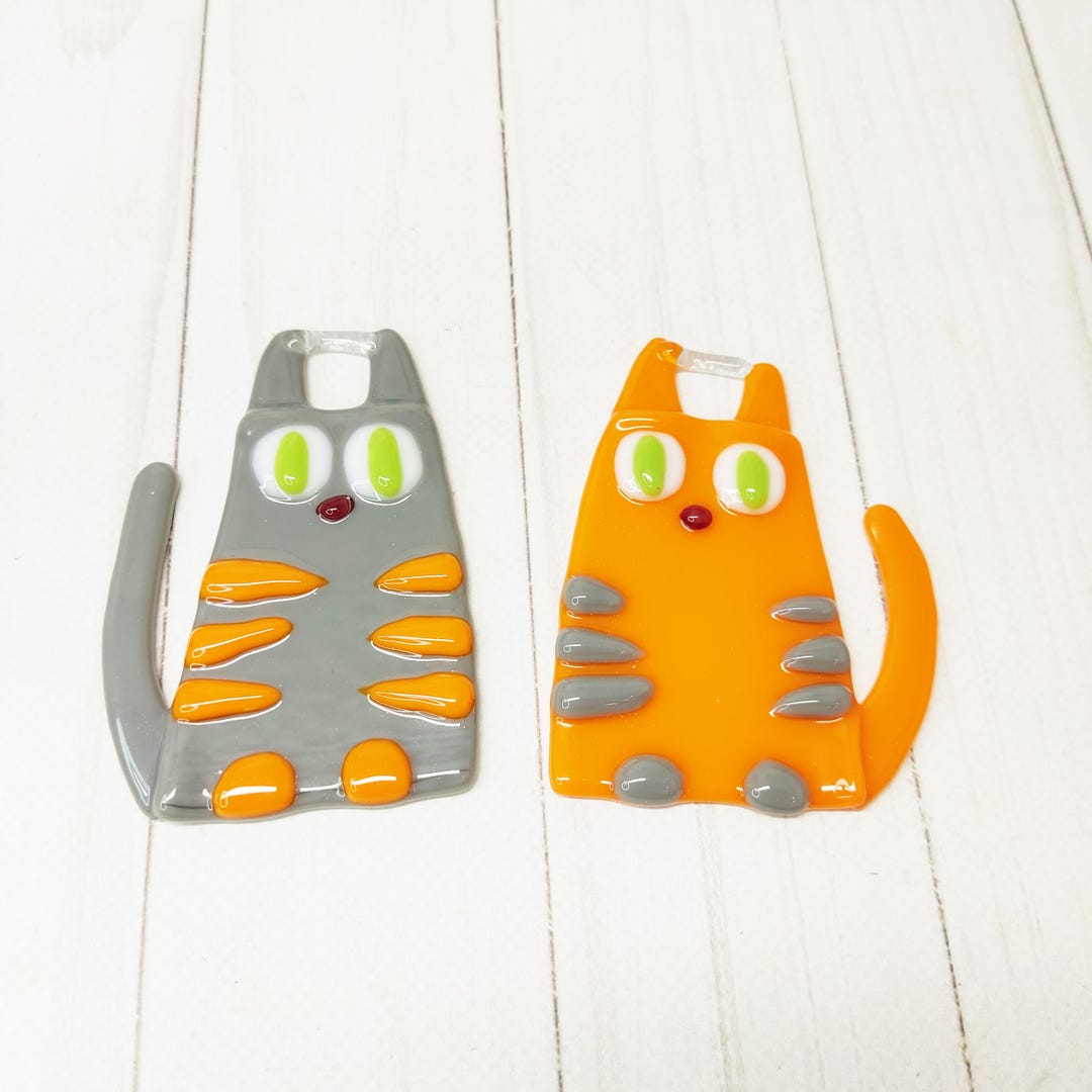 Pair of Cats, Handmade Glass Fusing, Cat Suncatcher Sitter Gift ...