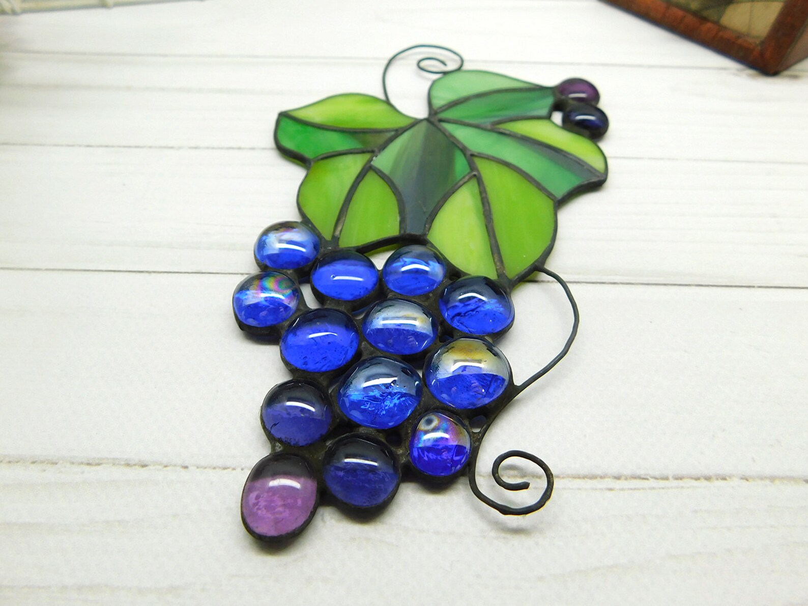 Stained Glass Grapes Glass Grape Leaf With Berries Unusual - Etsy