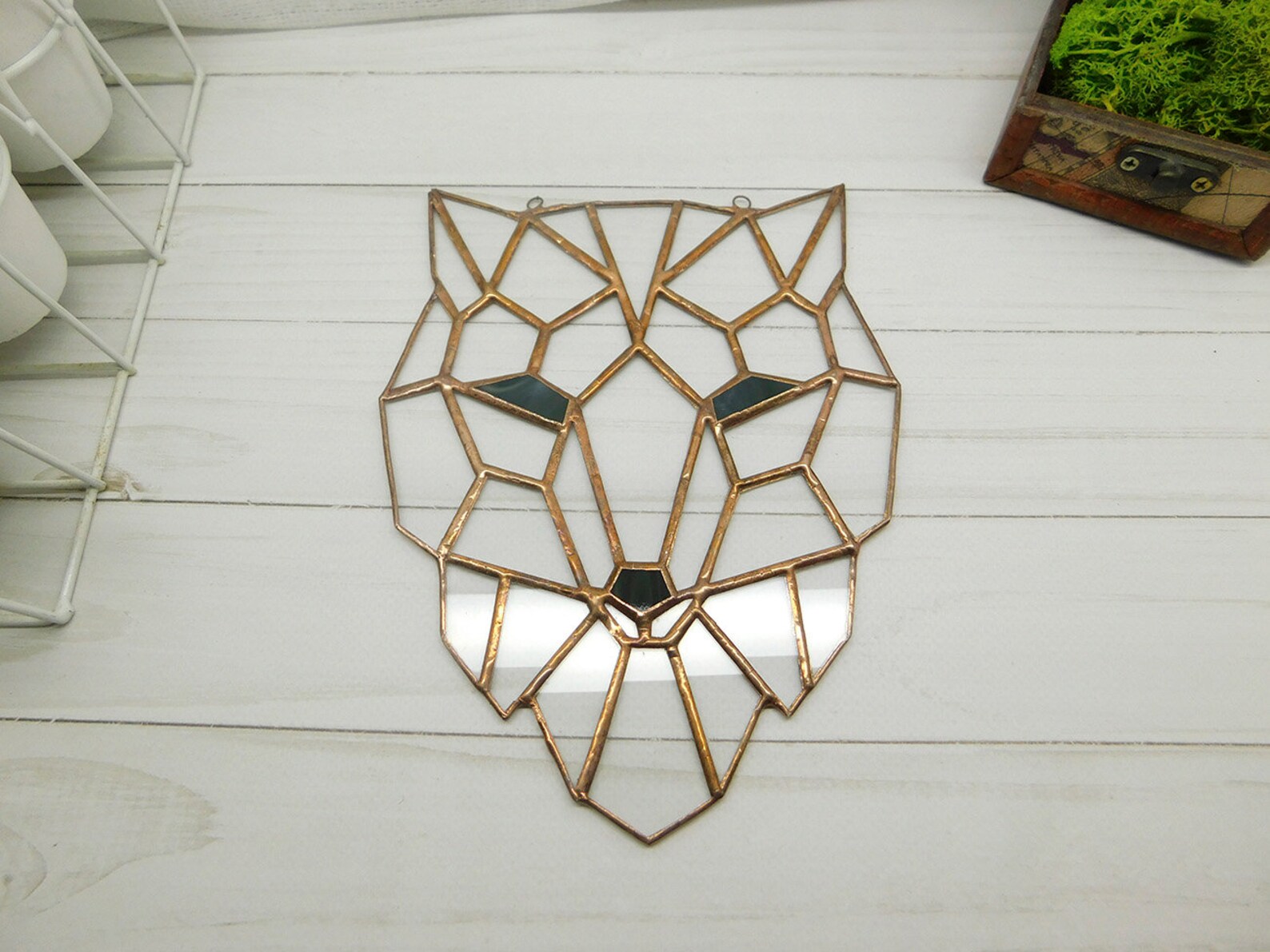 Stained Glass Wolf Geometric Decor on the Wall Abstract - Etsy