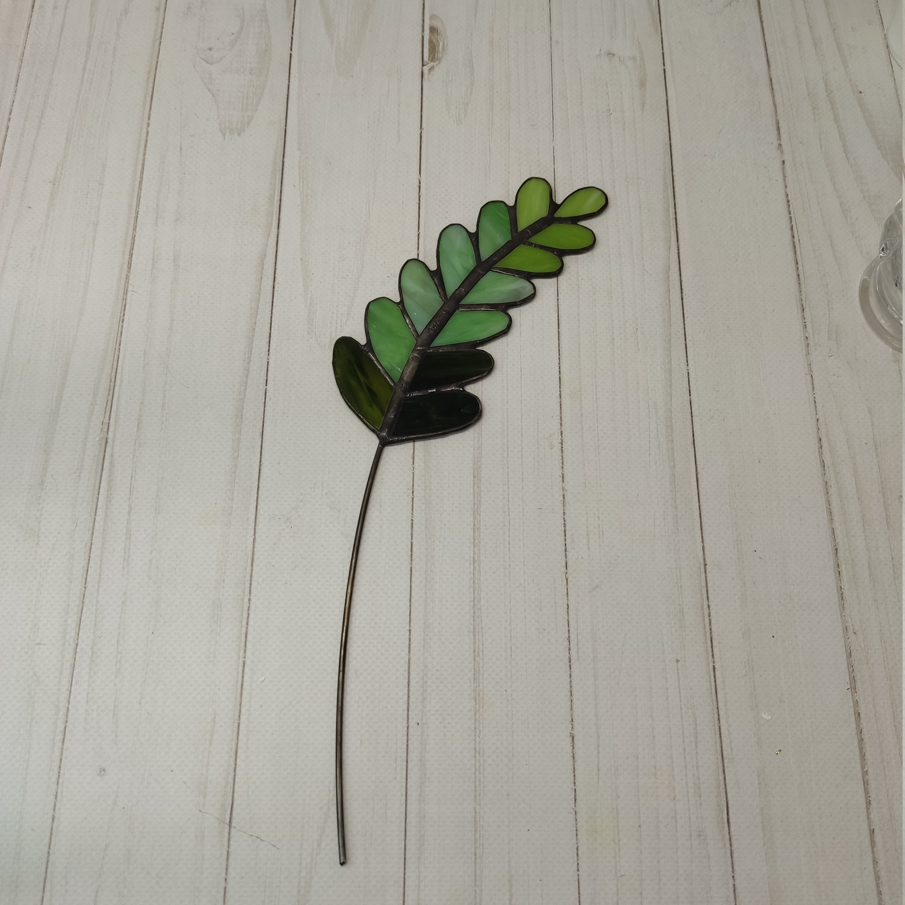 Stained Glass Fern Stained Glass Leaves Green Branch - Etsy UK