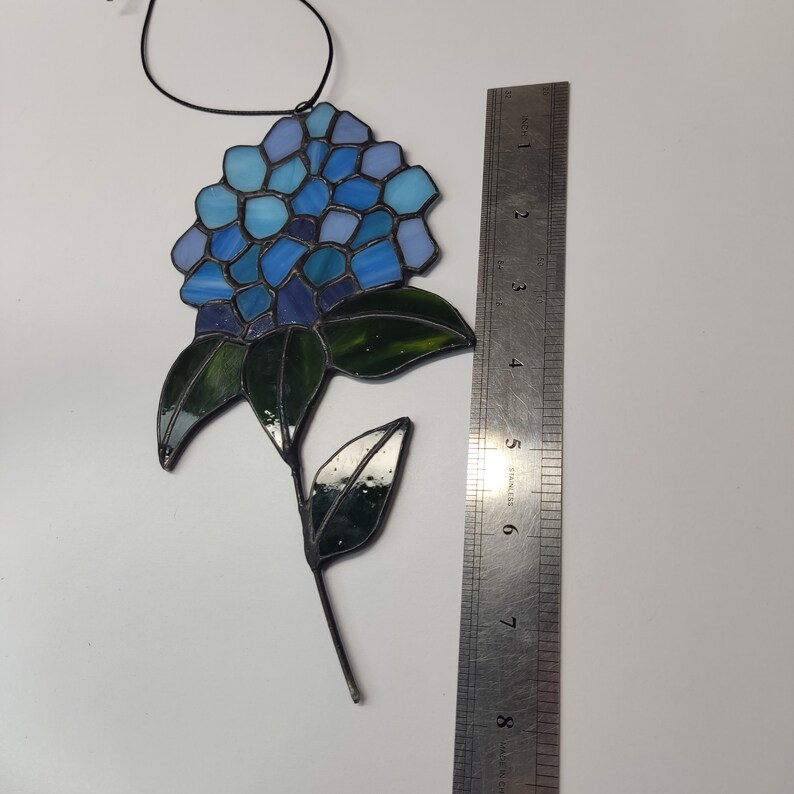 Stained Glass Hydrangea Blue Hydrangea Floral Stained Glass - Etsy