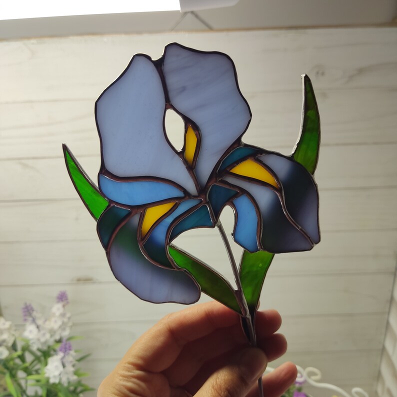 Stained Glass Iris Stained Glass Window Gift for Mom Wall - Etsy