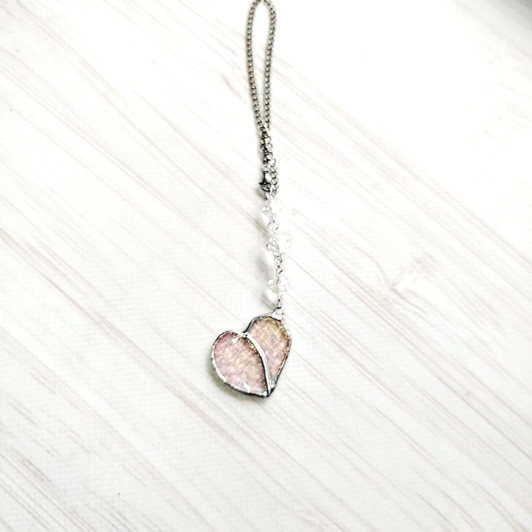 Stained Glass Car Charm – Iridescent Heart – Iridescent Crystals ...