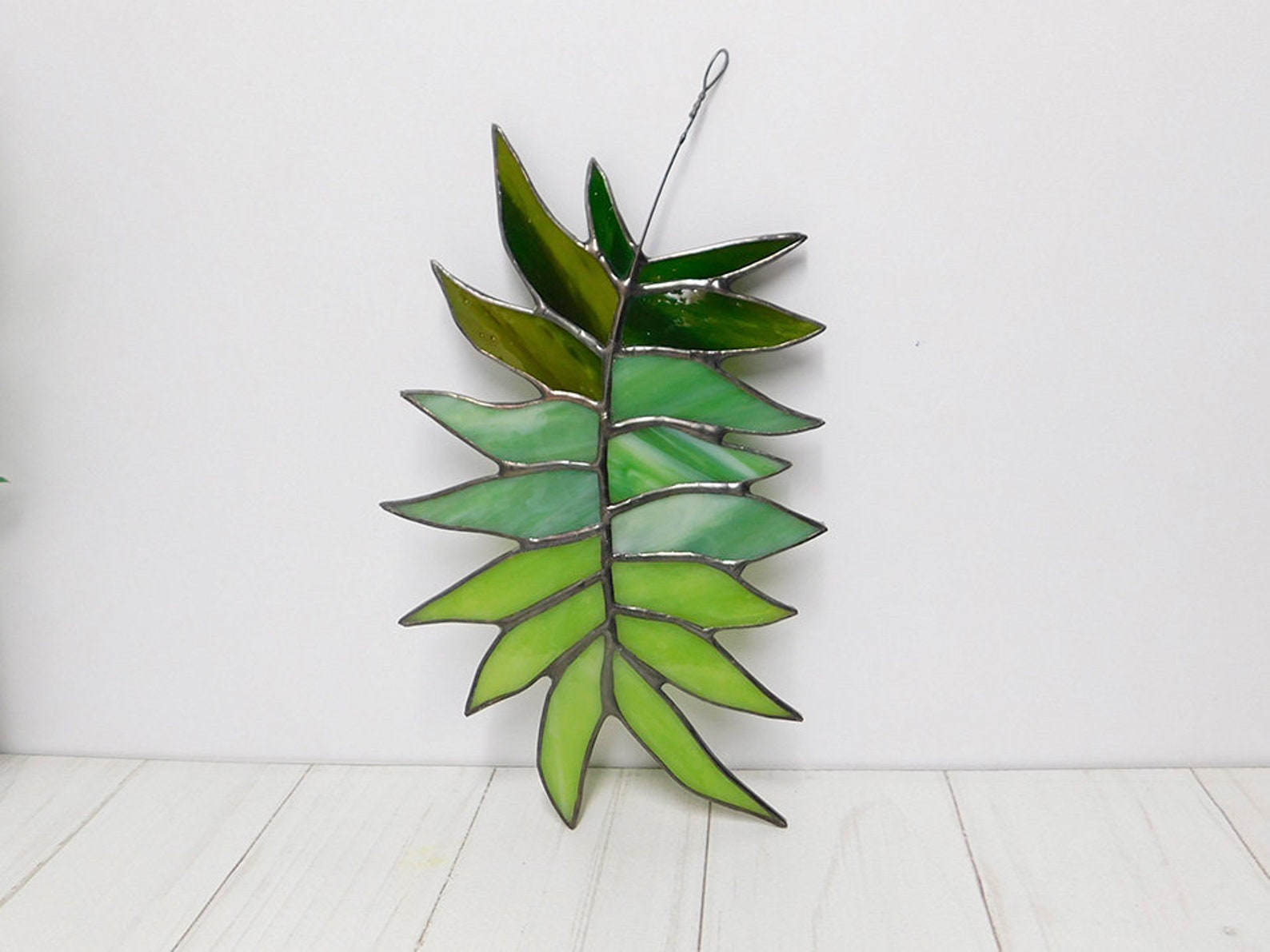 Stained Glass Fern Fern Sprig Handmade Green Glass | Etsy