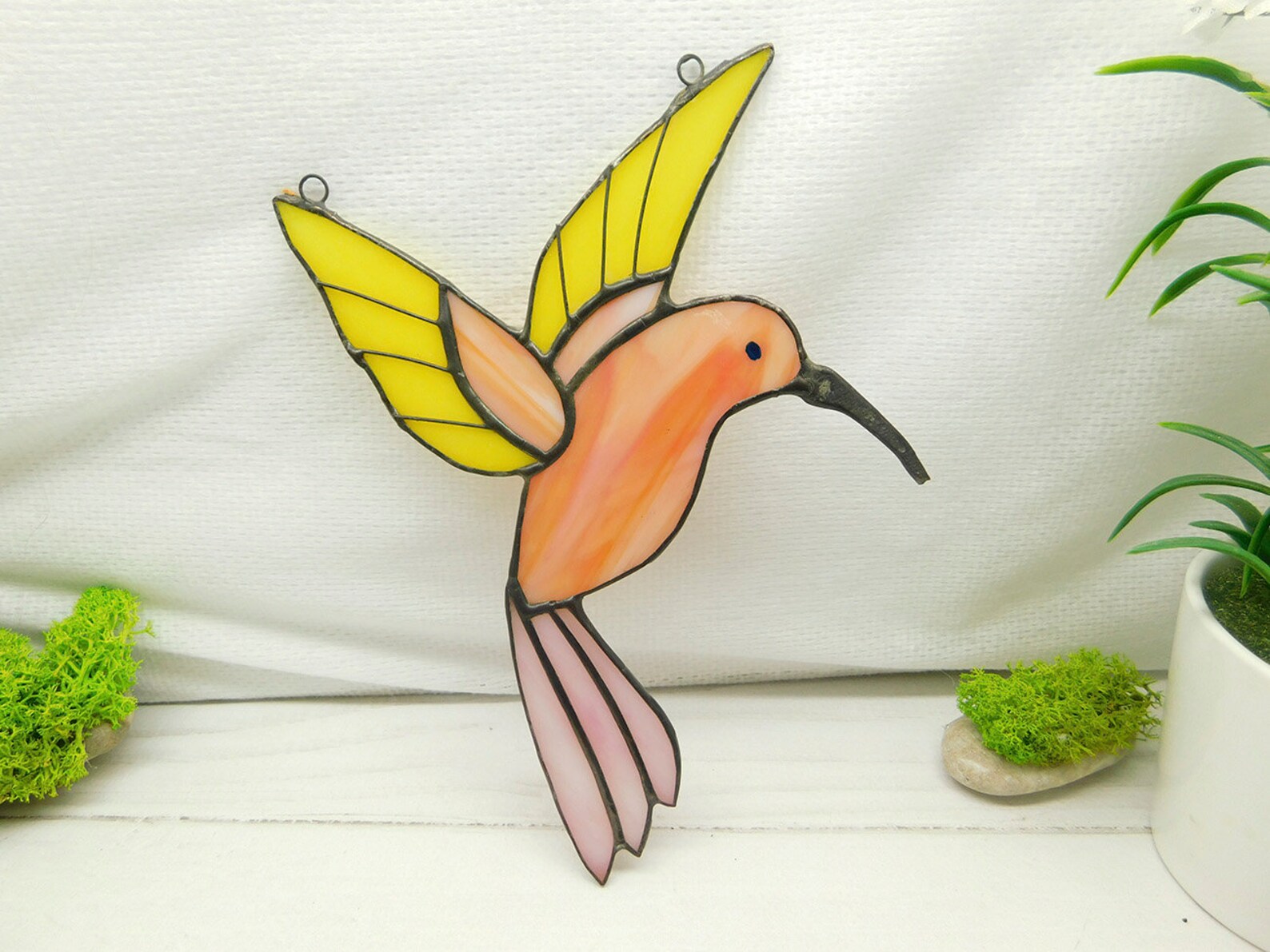 Stained glass hummingbird suncatcher window hanging gift for | Etsy